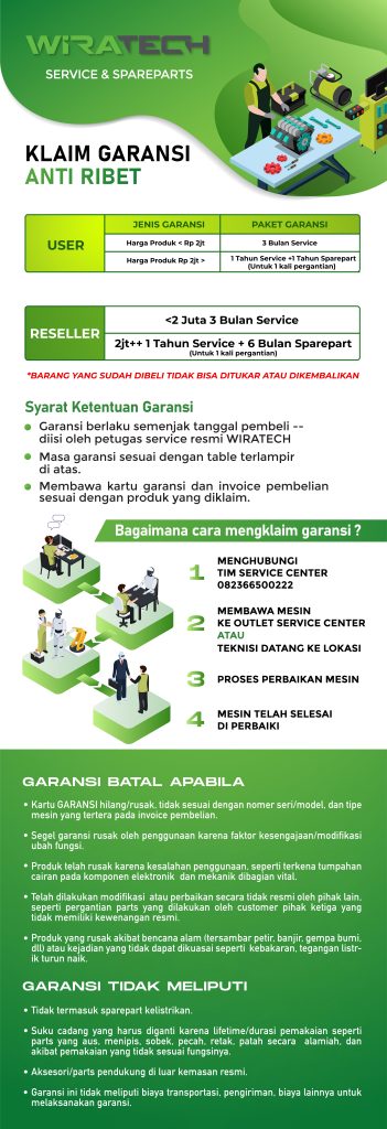 Garansi Resmi Dari Wiratech - Garansi Spare Part Dan Service