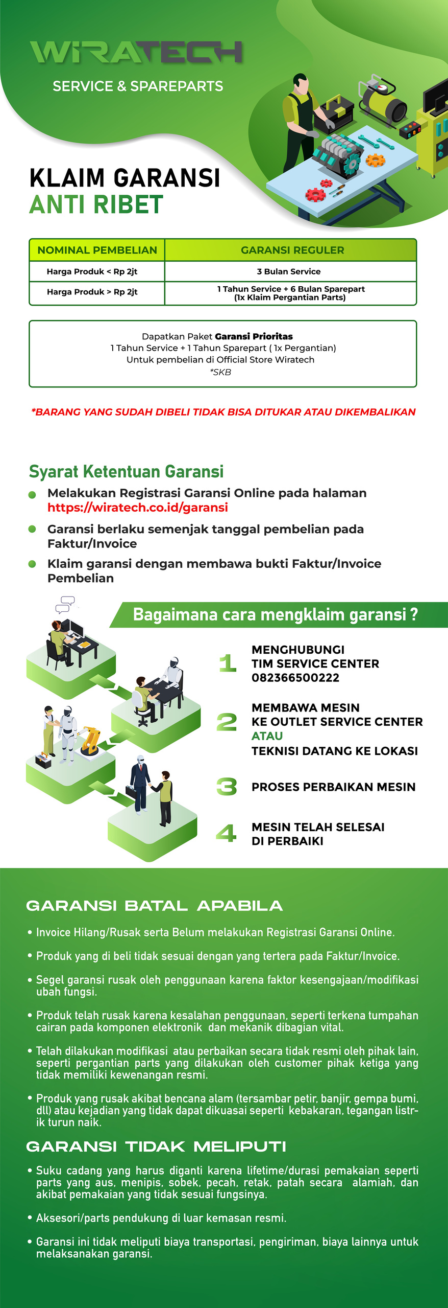 Garansi Resmi Dari Wiratech - Garansi Spare Part Dan Service